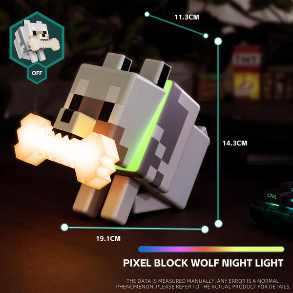 DIYCOM Pixel Wolf LED Night Light Game Style Wolf Lamp with Glowing B ...